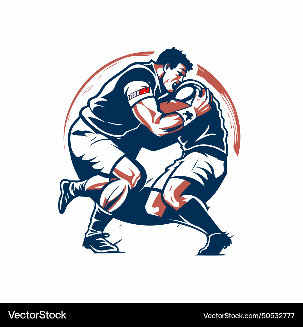 Rugby player with ball sport logo Royalty Free Vector Image
