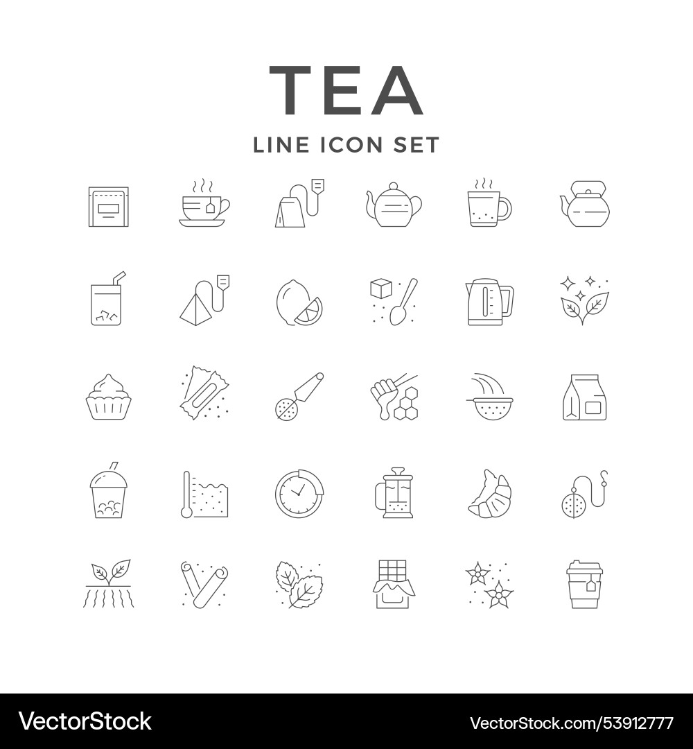 Tea Icon Set - Line Art Royalty Free Vector Image