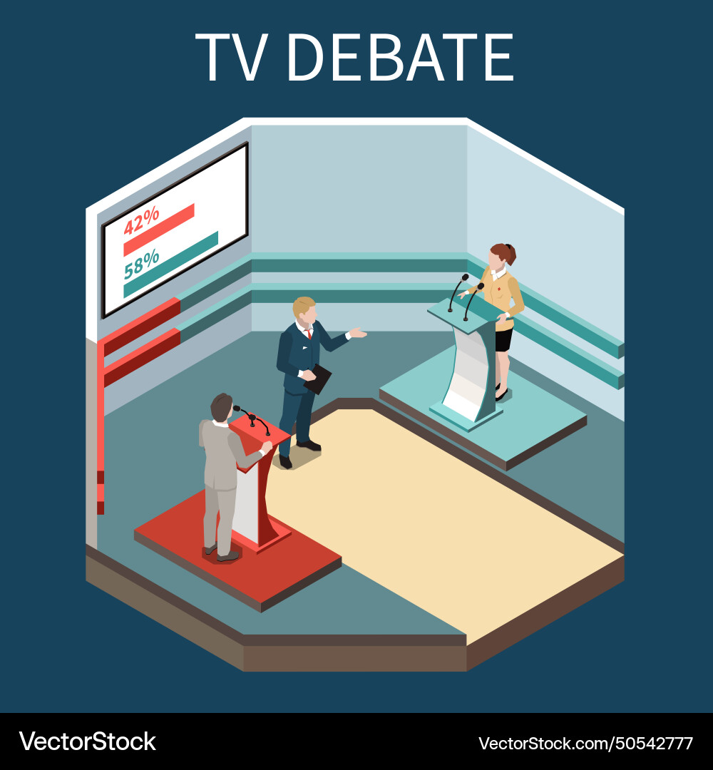 Tv debate isometric background Royalty Free Vector Image