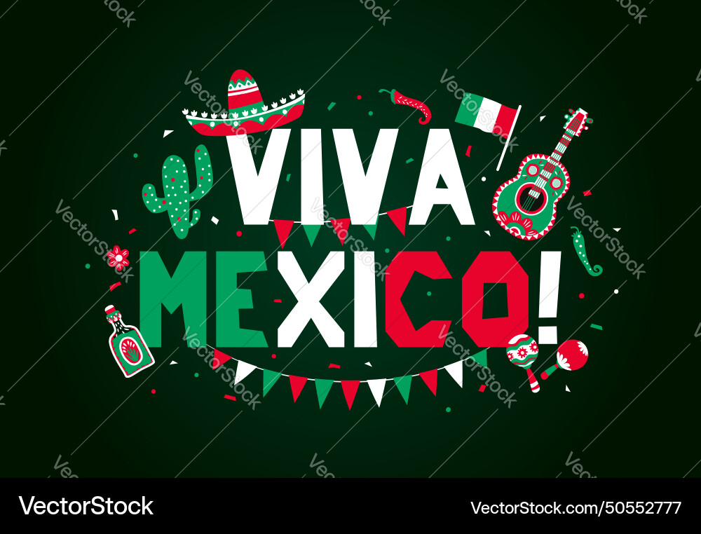 Viva mexico banner for mexican independence day Vector Image