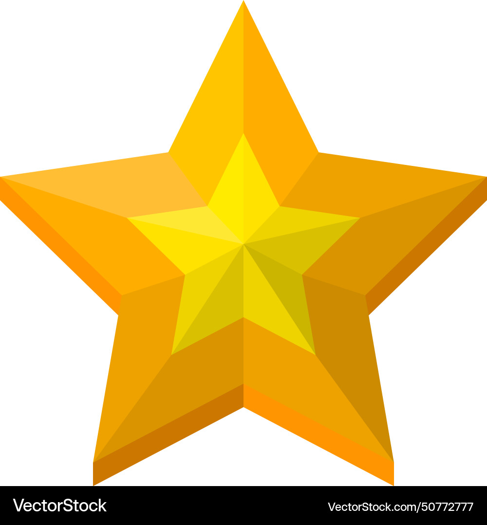 Yellow star five ray shape in game style Vector Image