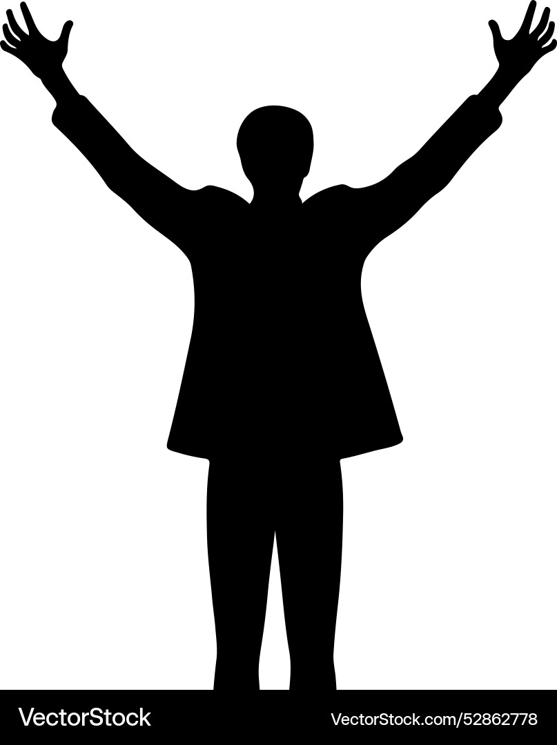 A man raising his hands silhouette 6 Royalty Free Vector