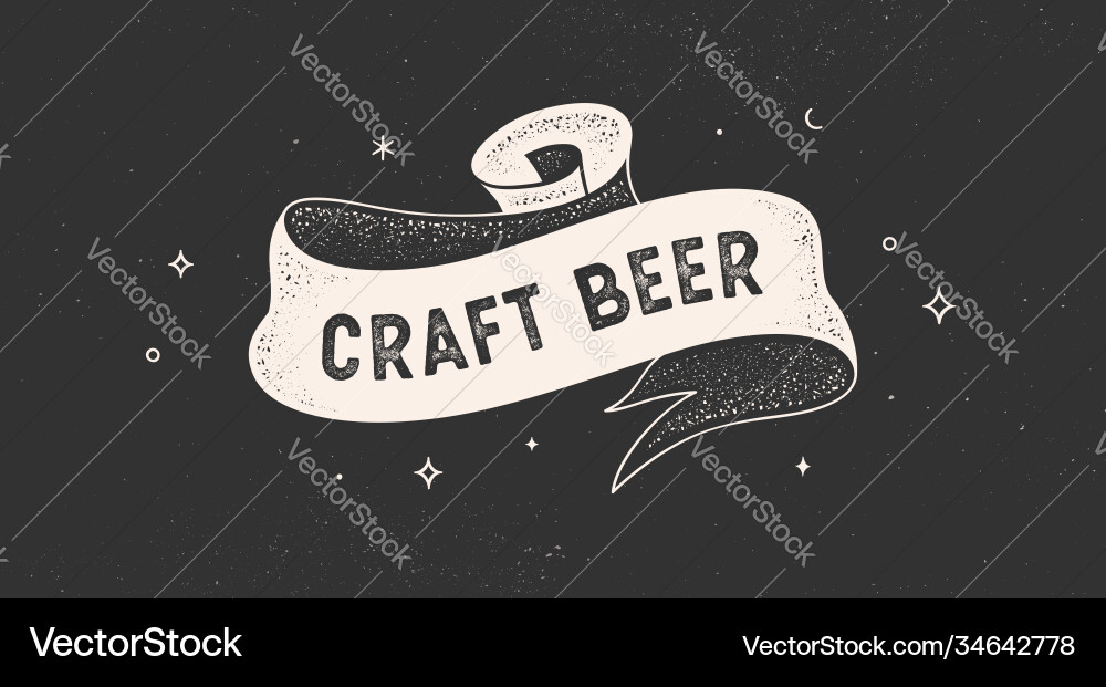 Craft beer vintage ribbon Royalty Free Vector Image