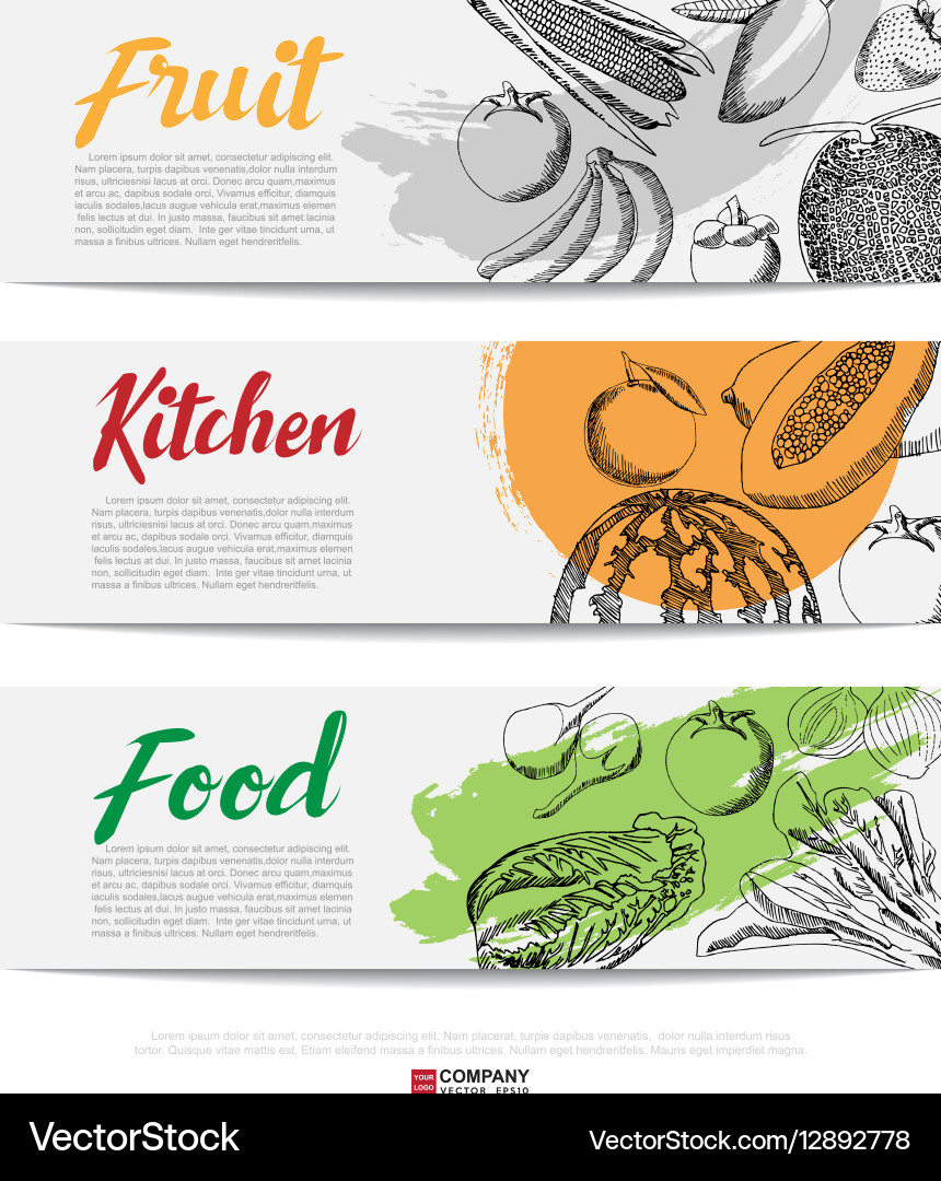 Food hand draw banner Royalty Free Vector Image