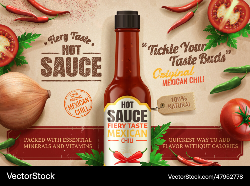 Hot sauce ads Royalty Free Vector Image - VectorStock