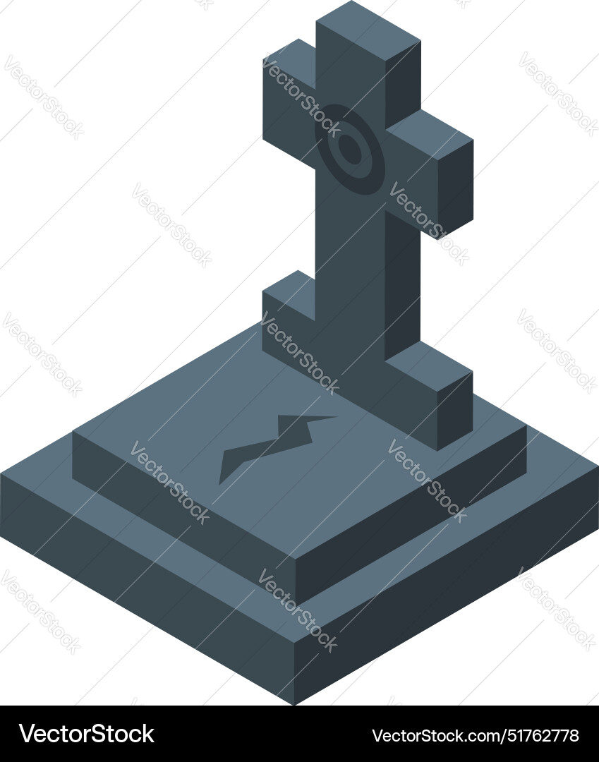 Old cracked gravestone with cross standing Vector Image