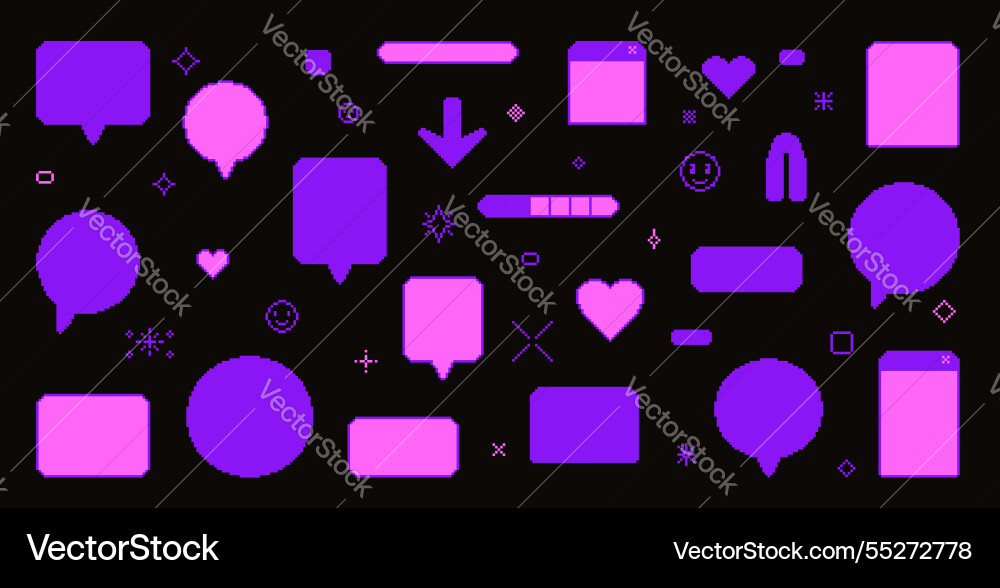 Pixel Kunst Sprachblasen 8 Bit Textfelder Vektorbild