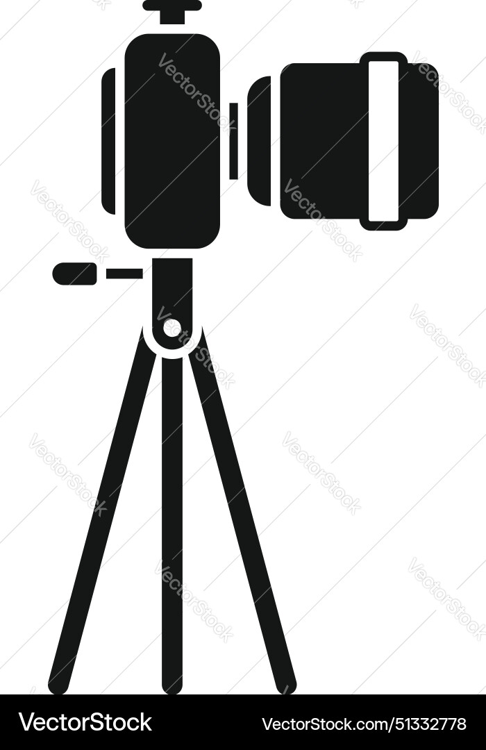 Professional camera on tripod silhouette Vector Image