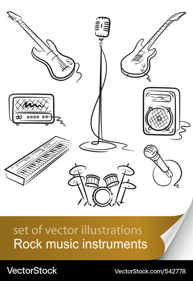 Rock music instruments Royalty Free Vector Image