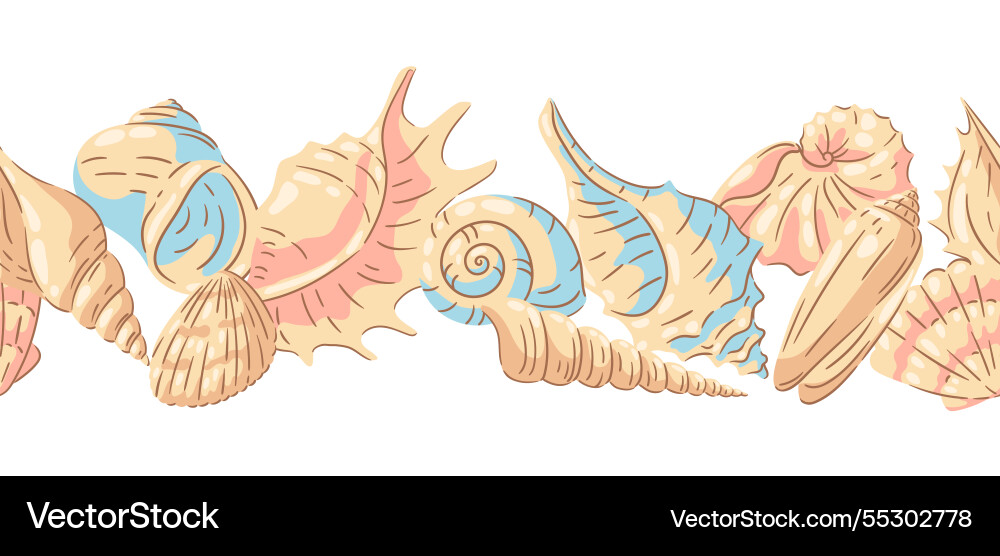 Seamless pattern with seashells tropical Vector Image