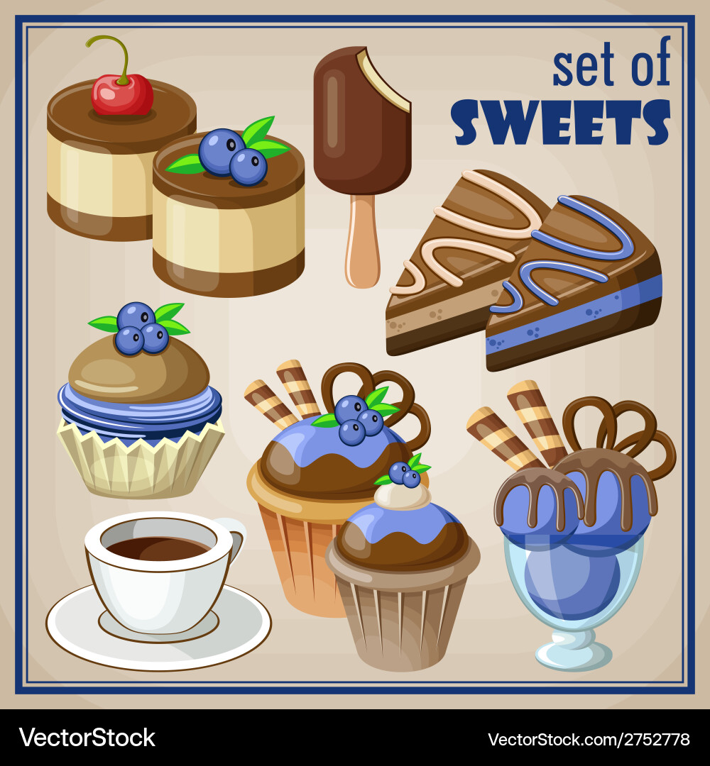 Set of sweets Royalty Free Vector Image - VectorStock