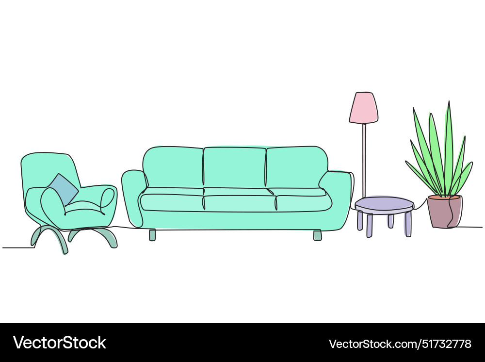 Single continuous line drawing stylish living Vector Image