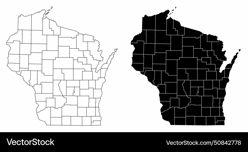 Wisconsin administrative maps Royalty Free Vector Image