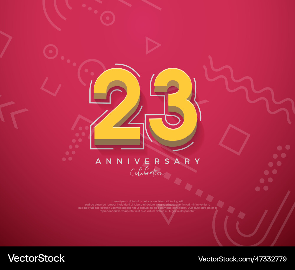 23rd anniversary with a cartoon design Royalty Free Vector