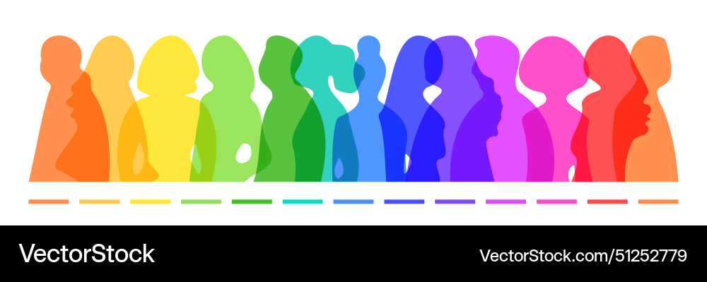 Abstract people silhouettes rainbow color persons Vector Image