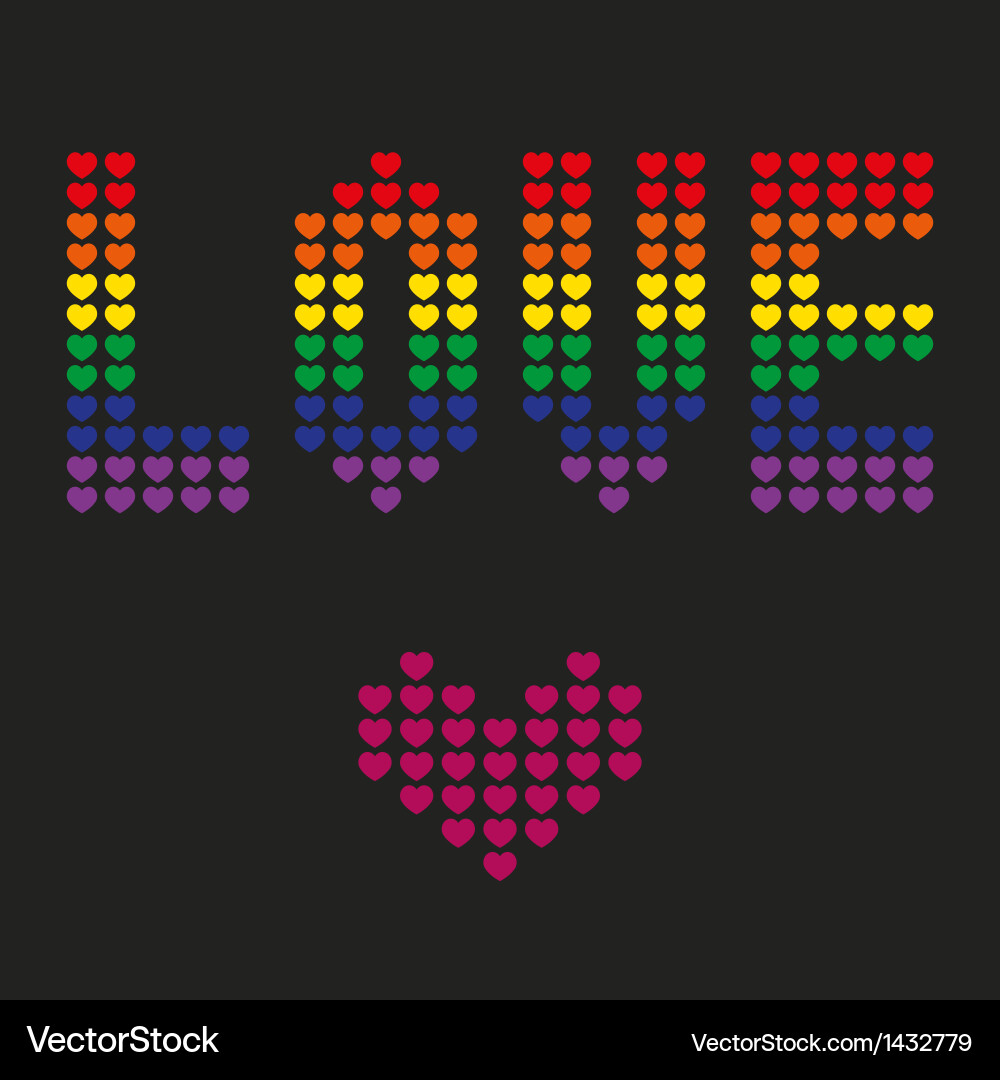 Background with word love made from small hearts Vector Image