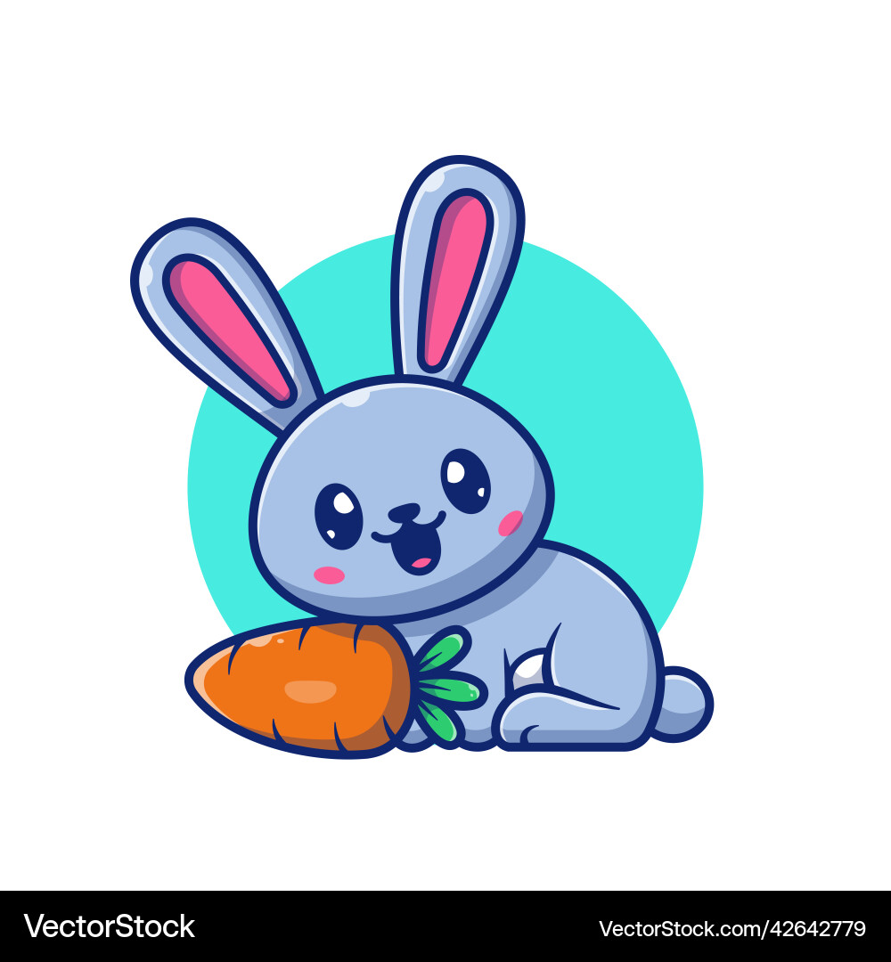 Cute rabbit with carrot cartoon Royalty Free Vector Image