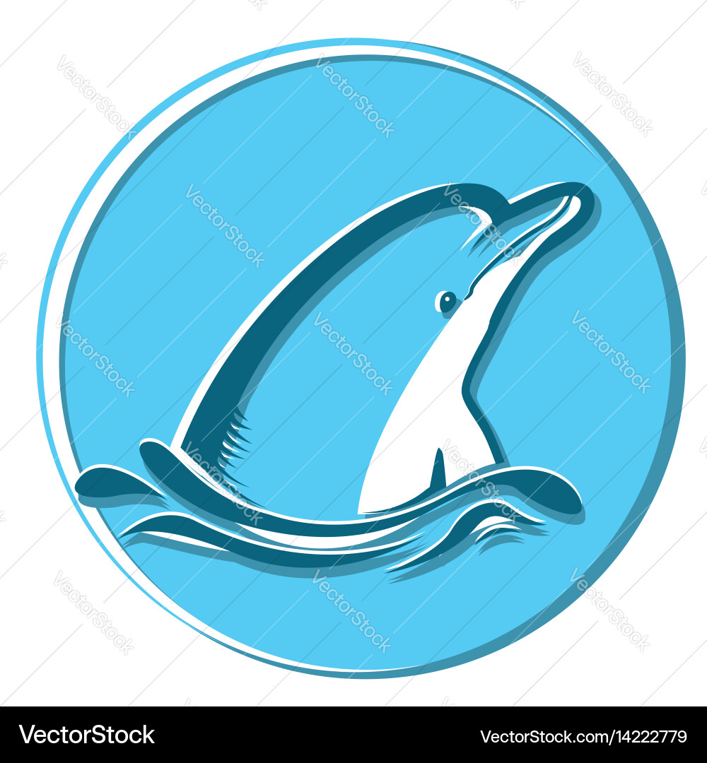Dolphin in sea symbol isolated Royalty Free Vector Image