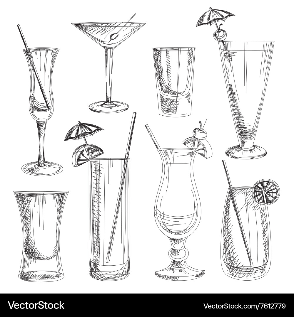 Doodle cocktails Royalty Free Vector Image - VectorStock