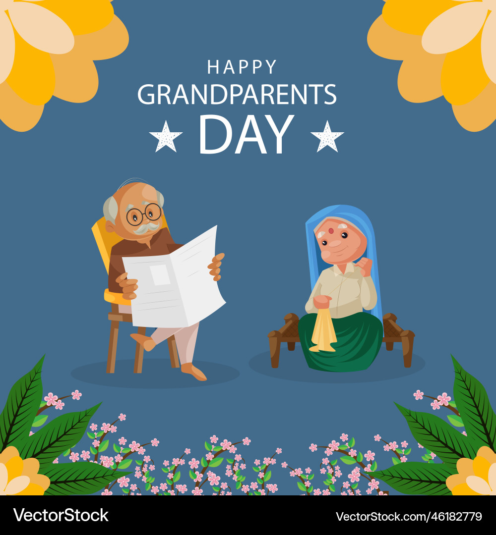 Happy grandparents day banner template Royalty Free Vector