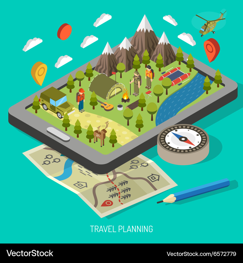 Hiking and camping design concept Royalty Free Vector Image