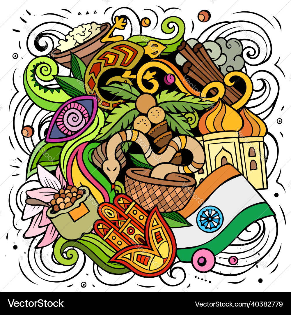 India hand drawn doodles Royalty Free Vector Image