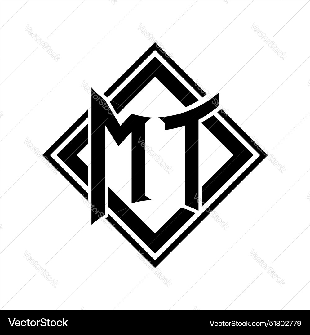 Mt letter logo with abstract shield shape Vector Image