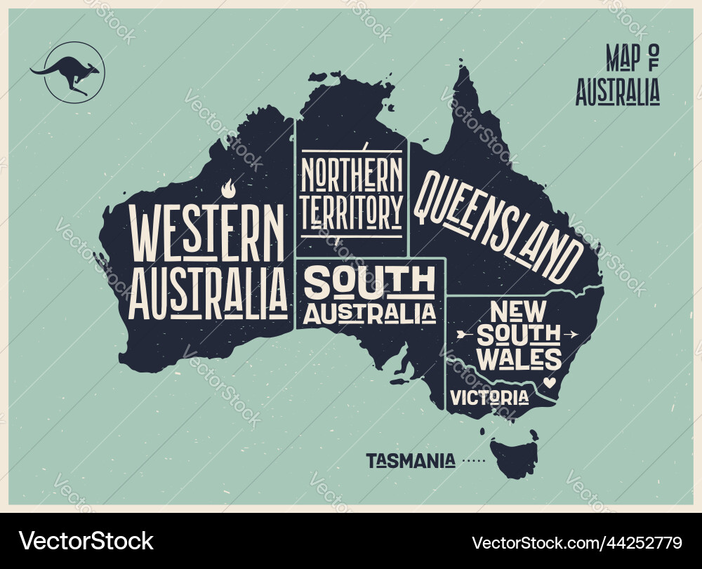Poster map of australia Royalty Free Vector Image