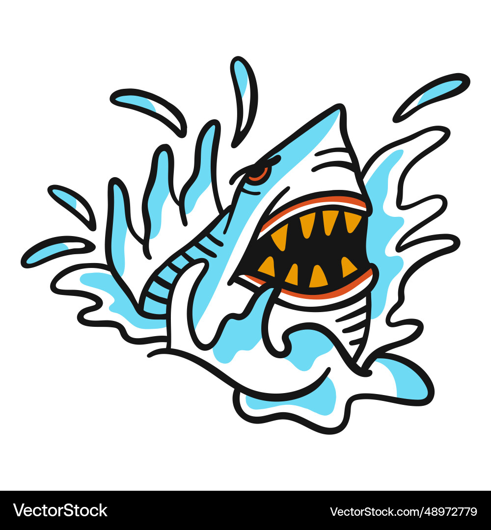 Shark jaws vintage tattoo Royalty Free Vector Image