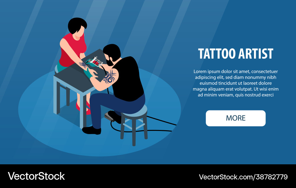 Tattoo artist horizontal banner Royalty Free Vector Image