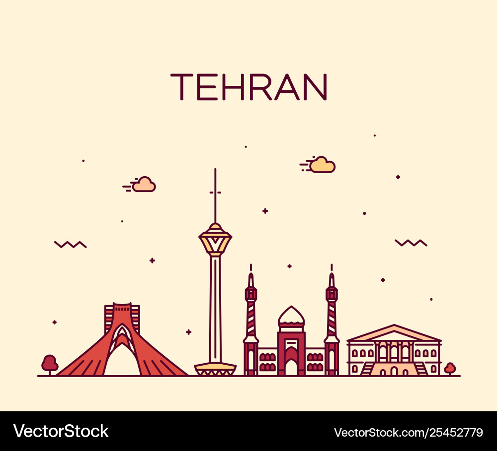 Tehran skyline iran trendy linear style – Royalty-Free Vector | VectorStock