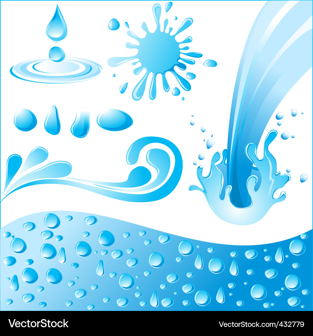 Water splashes Royalty Free Vector Image - VectorStock