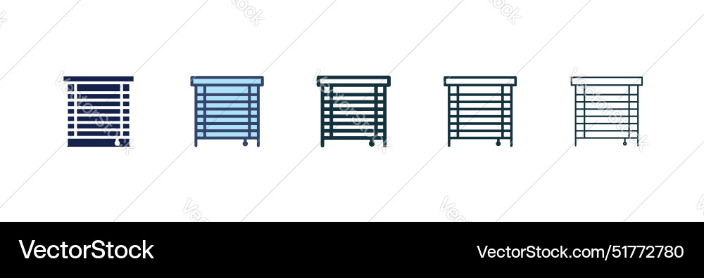 Blinds open icon set window curtain shutter roll Vector Image