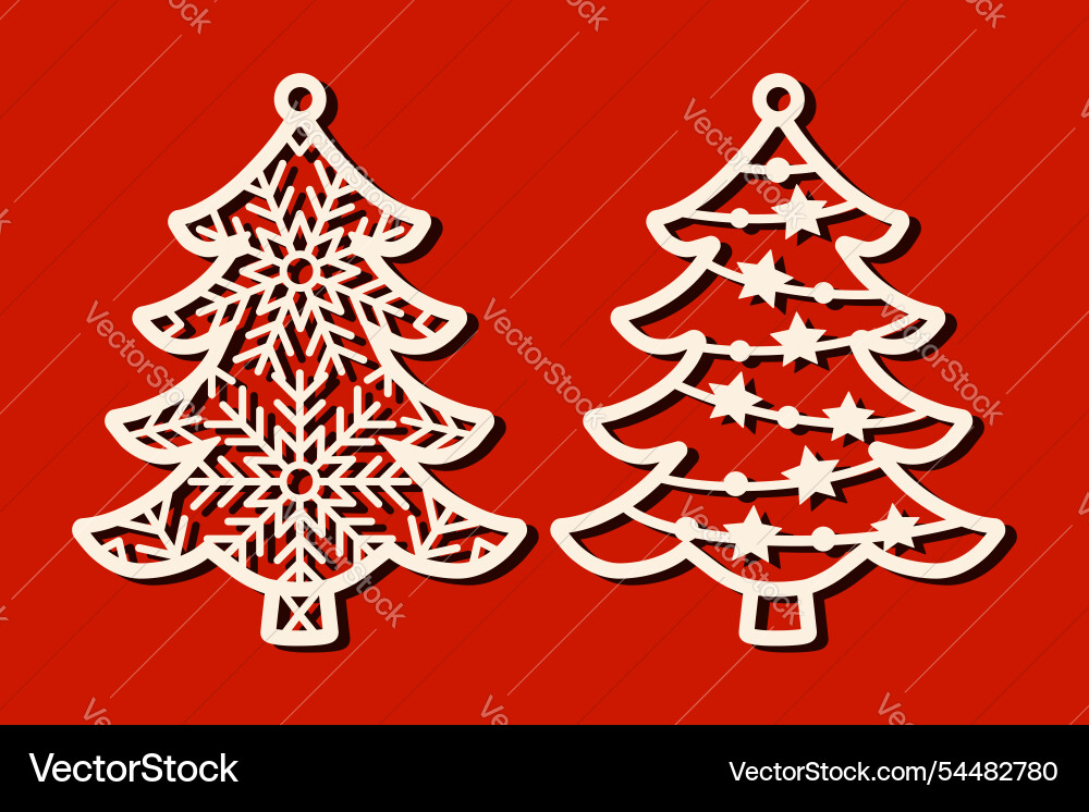 Christmas tree shaped ornaments designs Royalty Free Vector