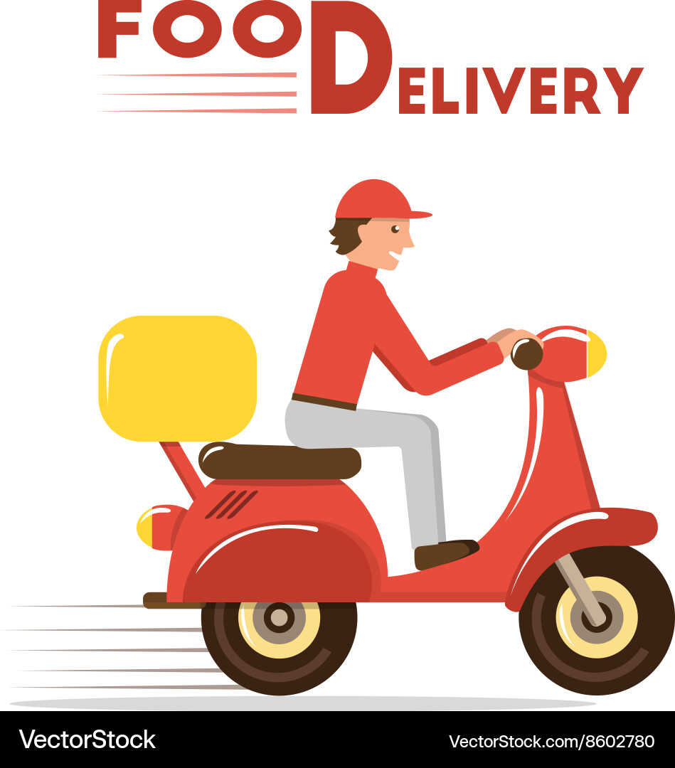 Food delivery concept minimal flat courier Vector Image