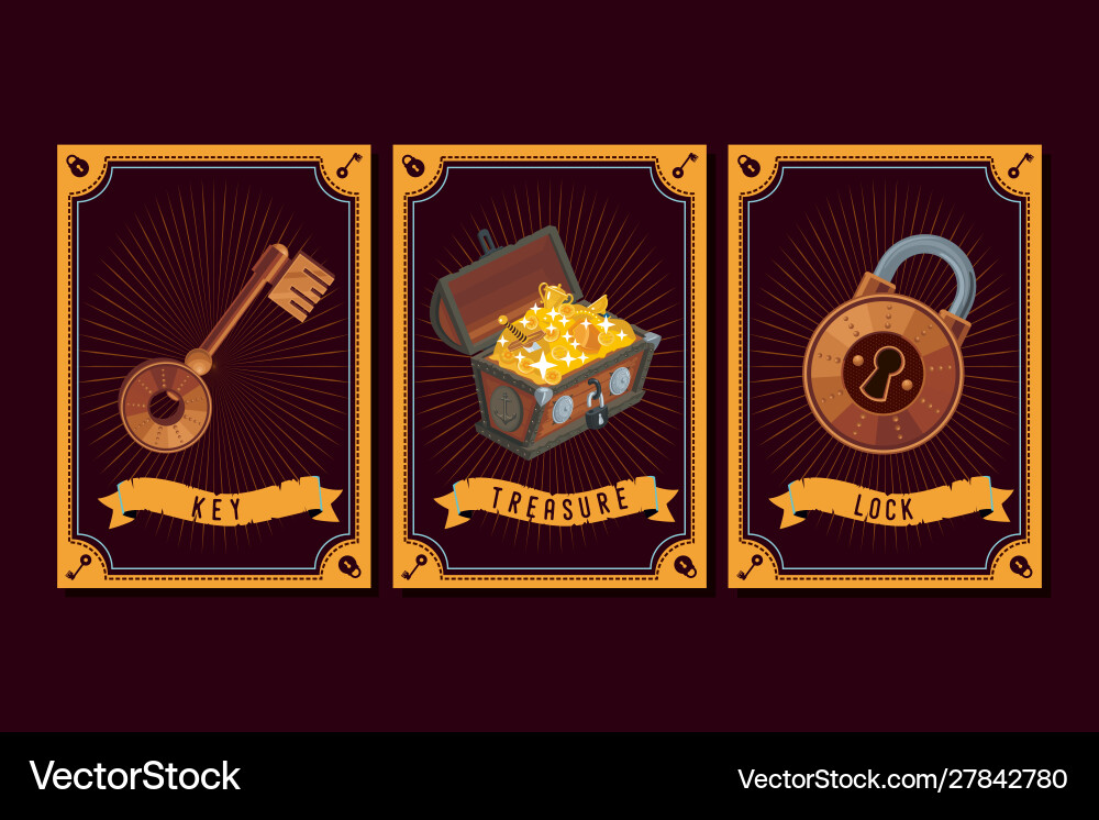 Game asset pack fantasy card with magic items Vector Image