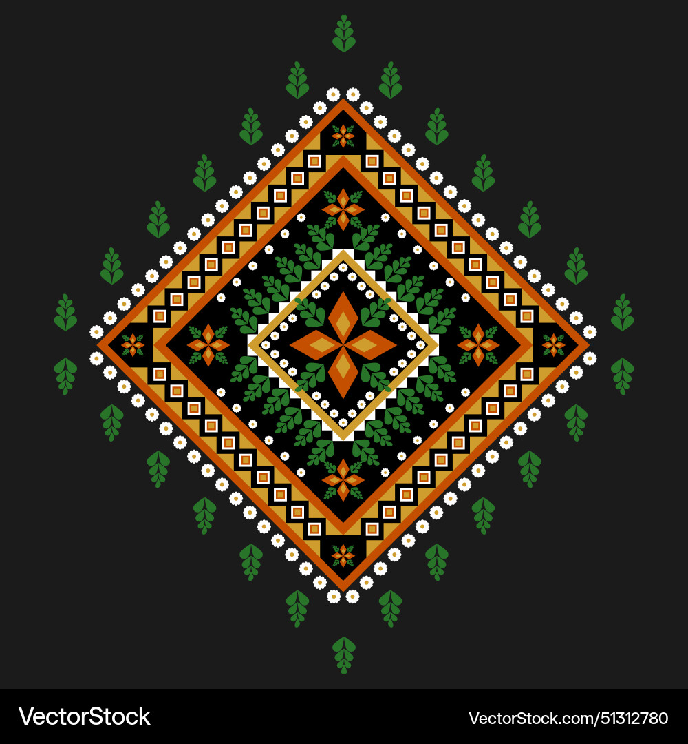 Geometric ethnic flower pattern art american Vector Image