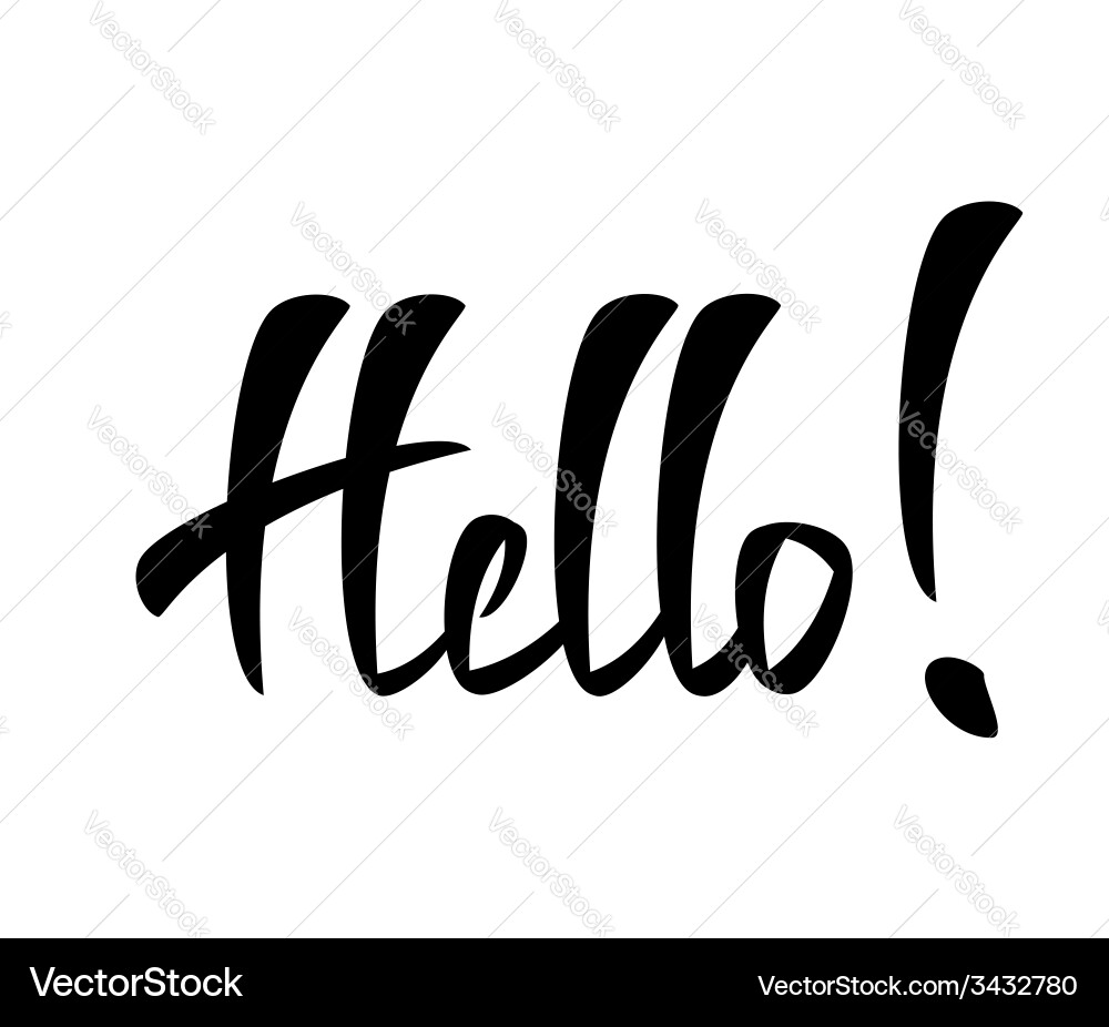 Hello lettering handmade calligraphy Royalty Free Vector