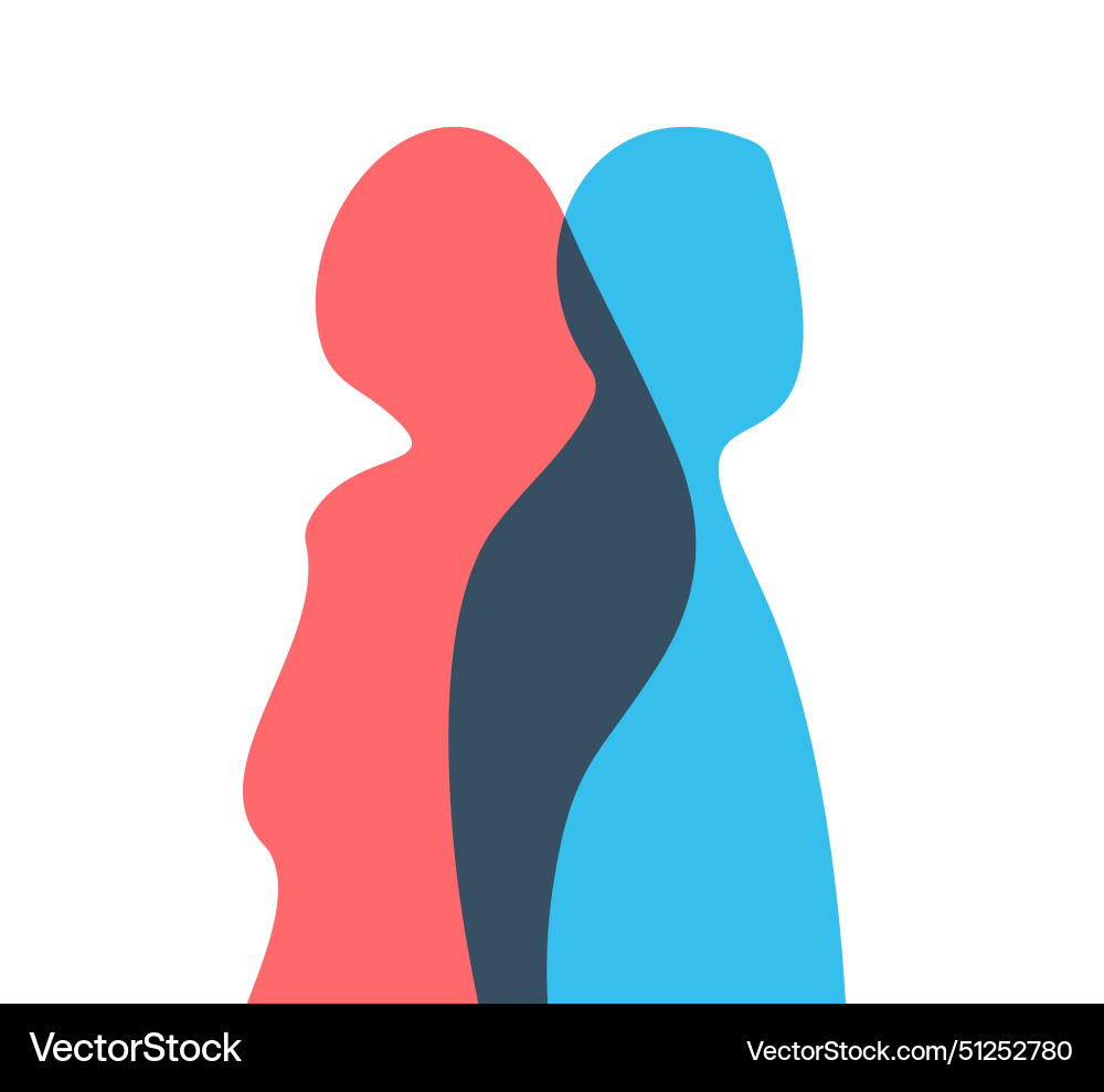 Love Relationship Man Woman Silhouette Together Vector Image