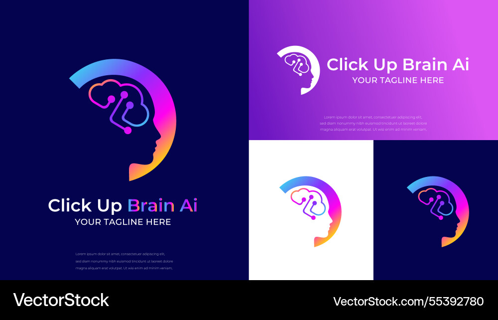 Modern ai brain logo with cloud connectivity Vector Image