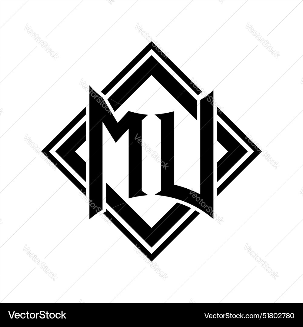 Mu letter logo with abstract shield shape Vector Image