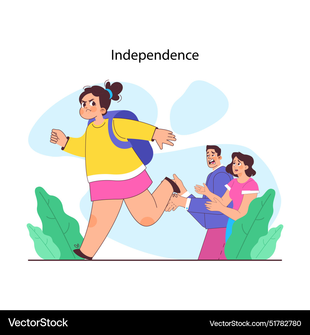 Overprotective parenting young girl confidently Vector Image