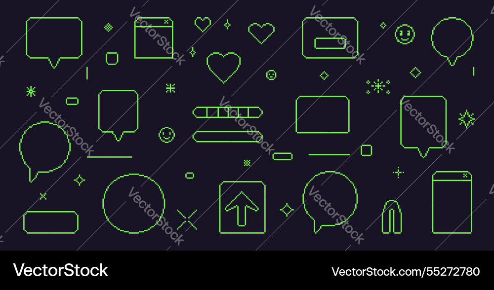 Pixel Kunst Sprachblasen 8 Bit Textfelder Vektorbild