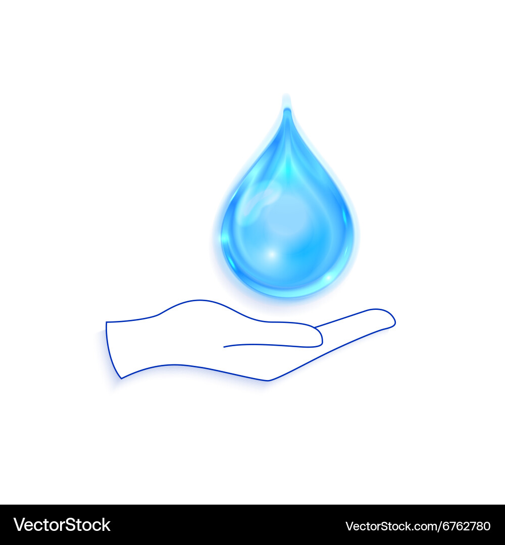Save water sign icon hand holds blue drop symbol Vector Image