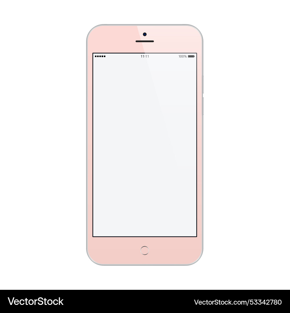 Smartphone pink color with blank touch screen Vector Image