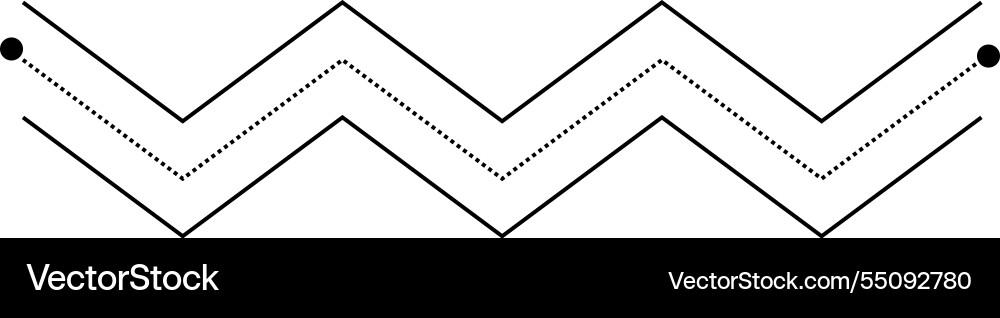 Tracing line dotted horizontal zig zag wavy Vector Image