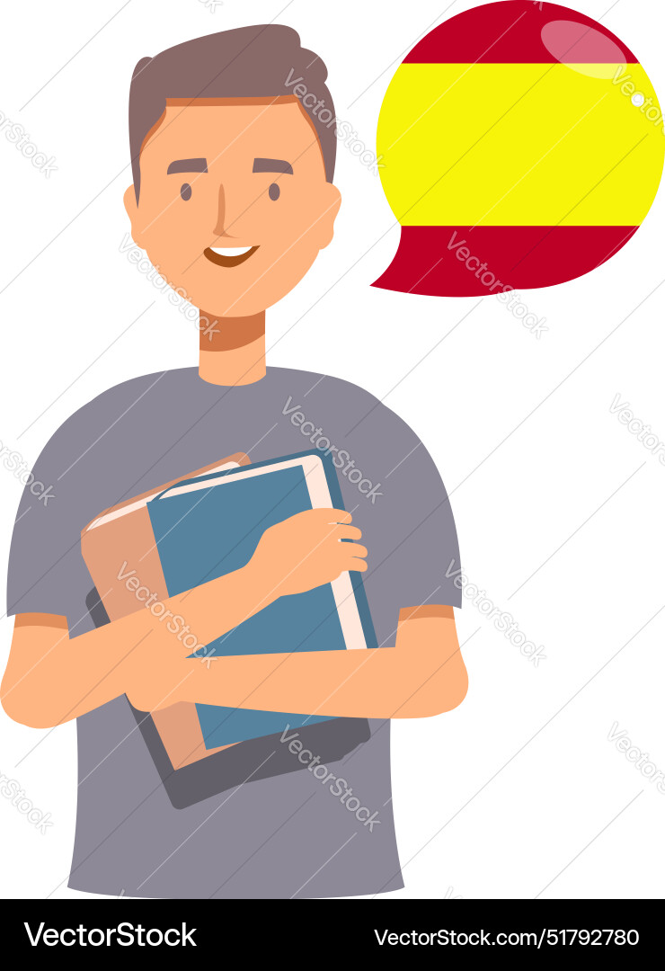 Young student holding books learning spanish Vector Image