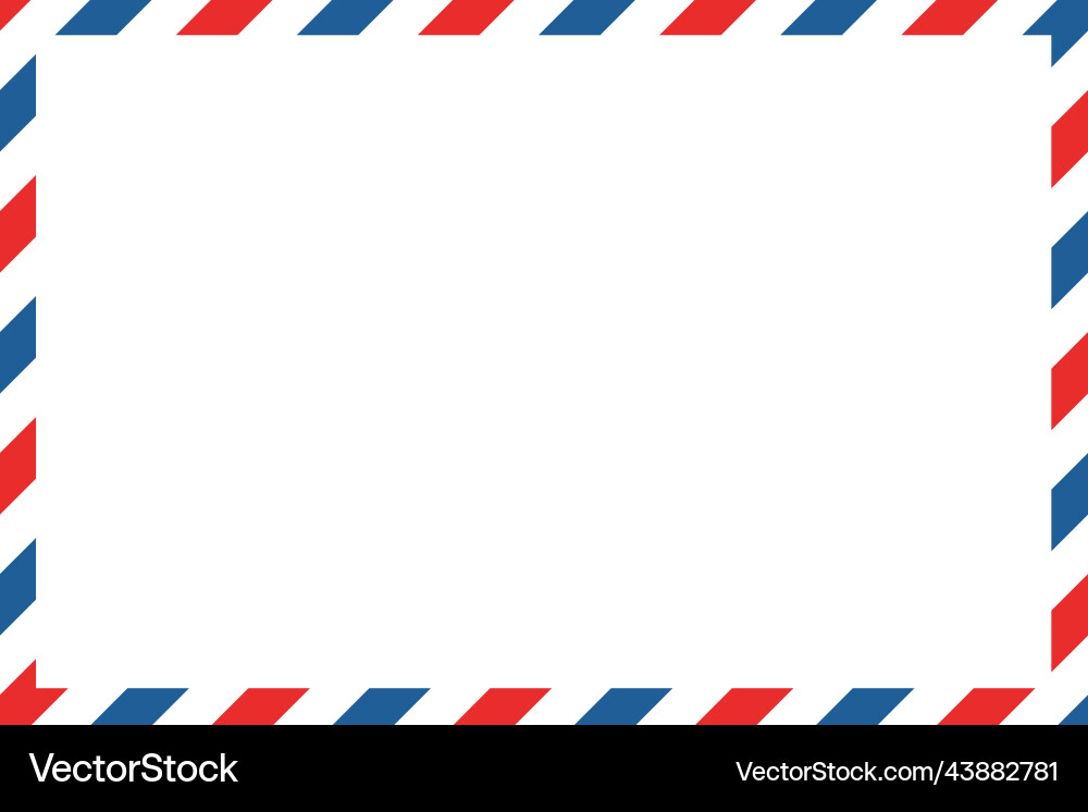 Airmail envelope frame with blue and red stripes Vector Image Airmail envelope frame with blue and red stripes Vector Image