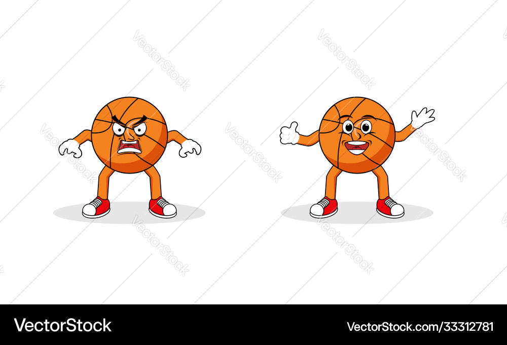 Basketball sports character set flat Royalty Free Vector