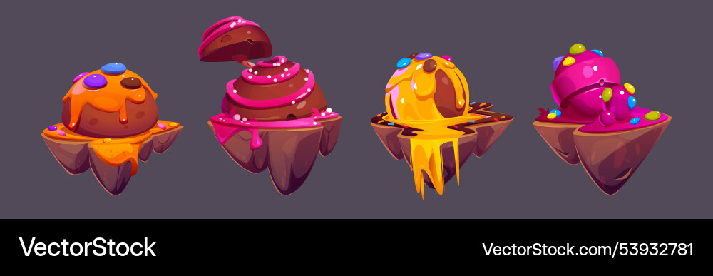 Candy land game ui design elements Royalty Free Vector Image